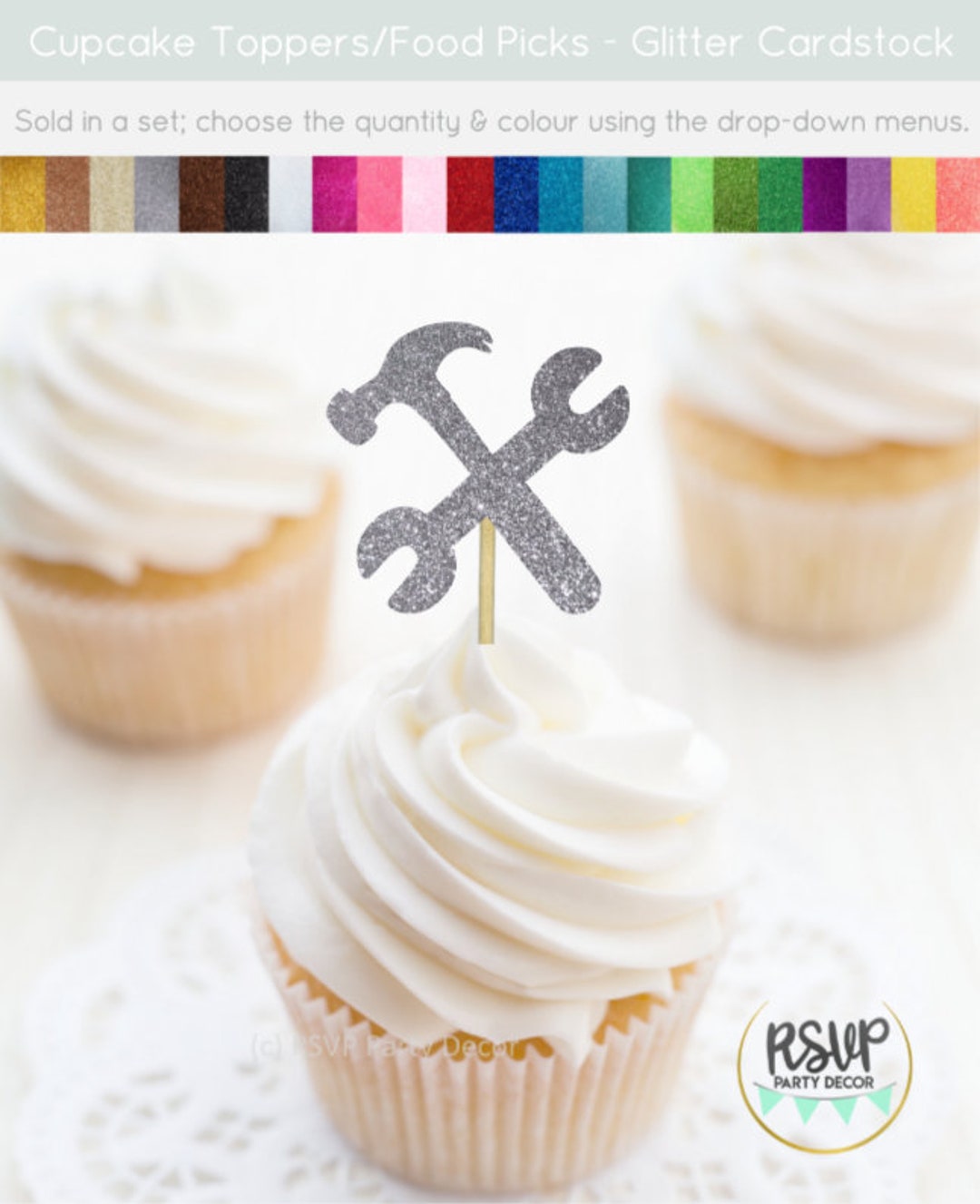 Hammer and Wrench Cupcake Toppers, Mechanic Cupcake Topper, Mechanic ...