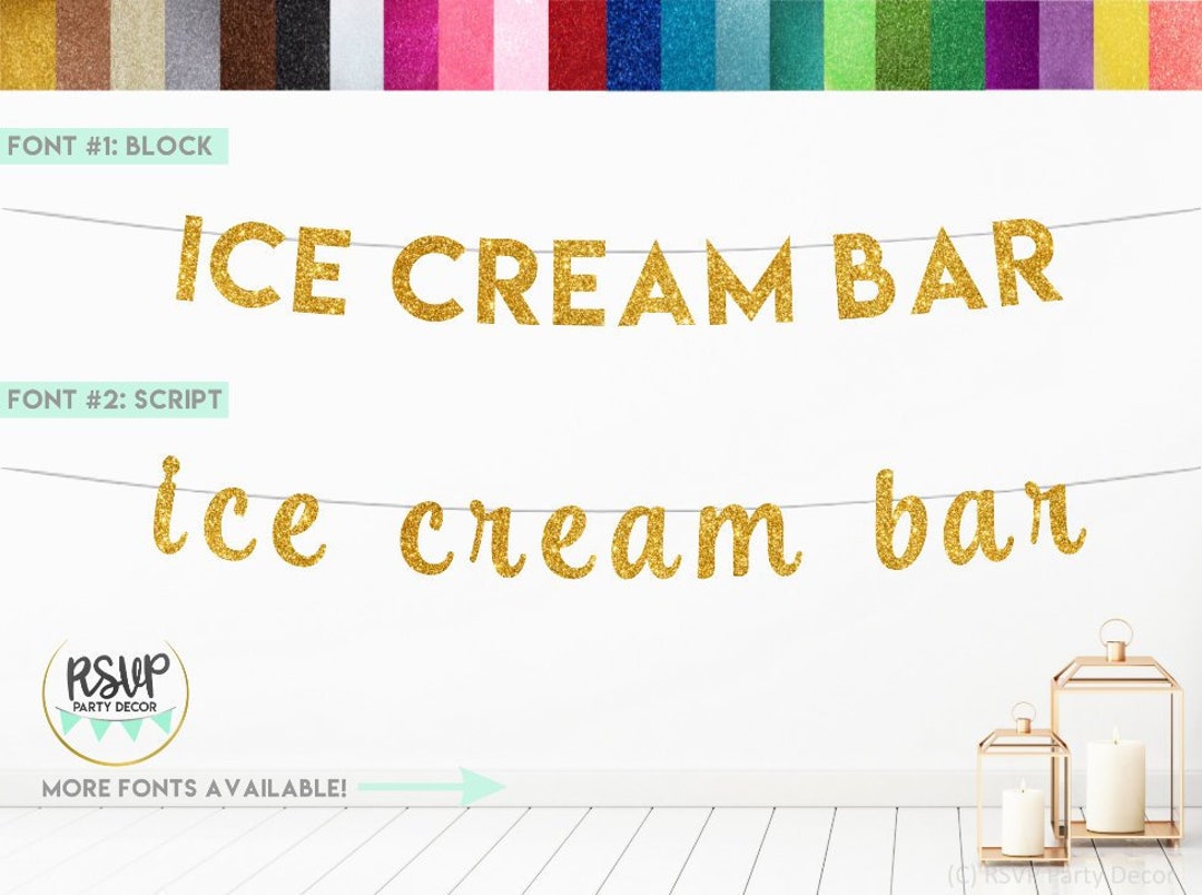 Ice Cream Bar Banner, Ice Cream Station Sign, Sundae Bar Banner, Ice ...