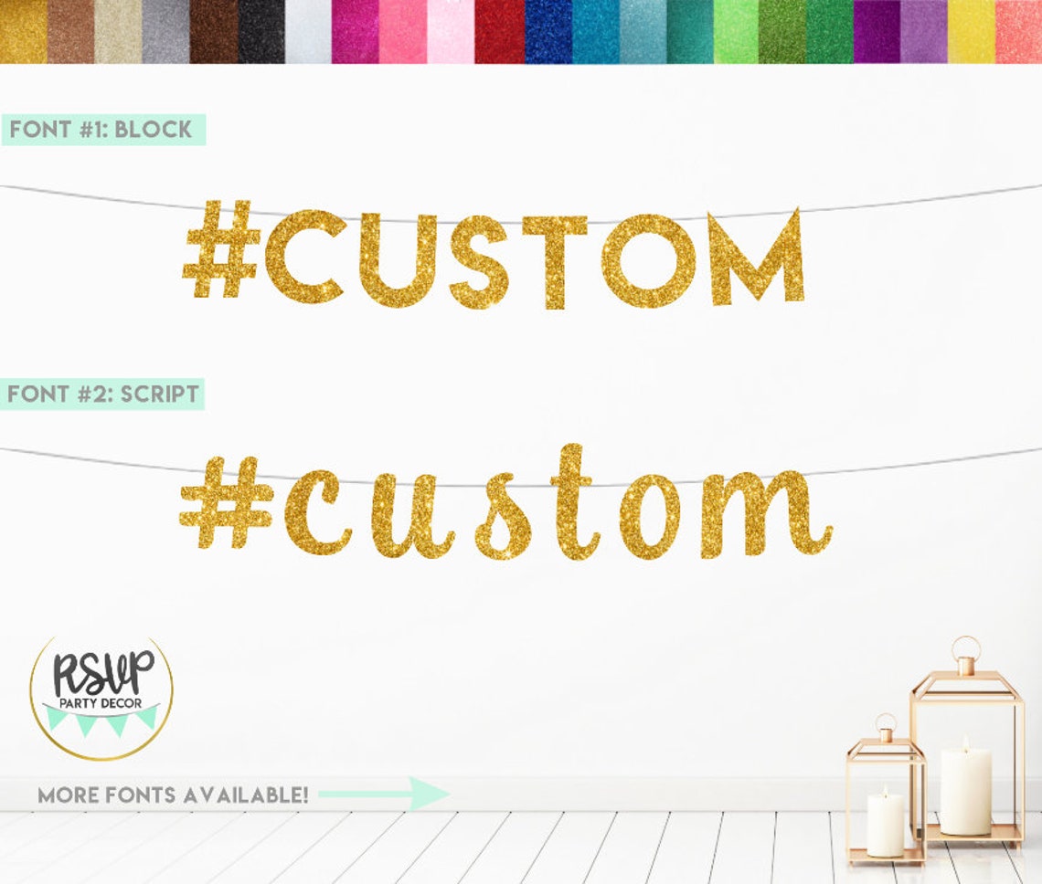 Custom Hashtag Banner custom Banner Glitter Hashtag - Etsy