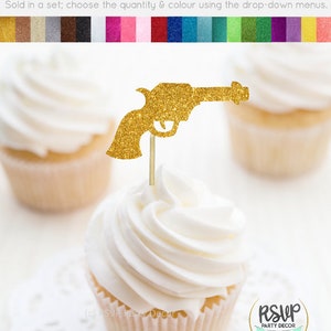 Pistol Cupcake Toppers, Gun Cupcake Toppers, Pistols or Pearls Gender ...
