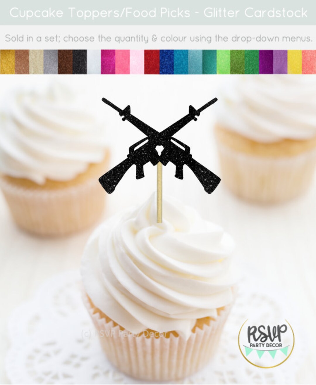 Rifle Cupcake Toppers, Hunting Food Picks, Hunting Birthday Party Decor ...