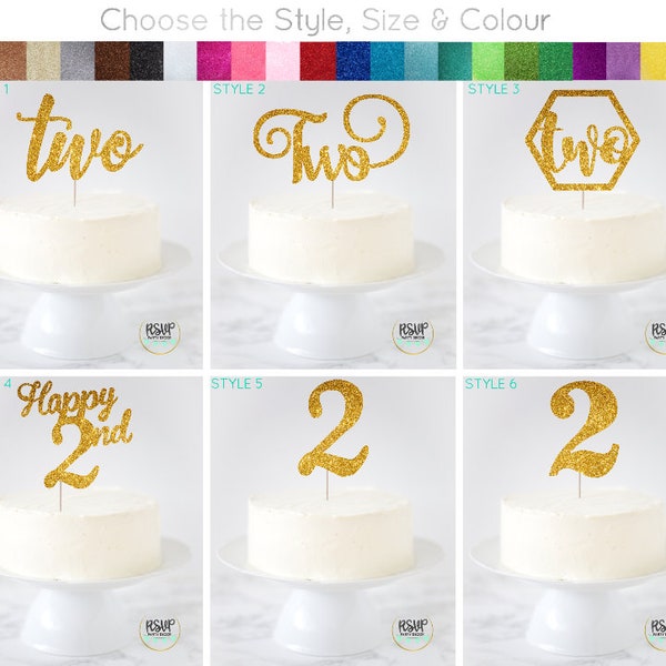 Number 2 Glitter Cake Topper - Etsy