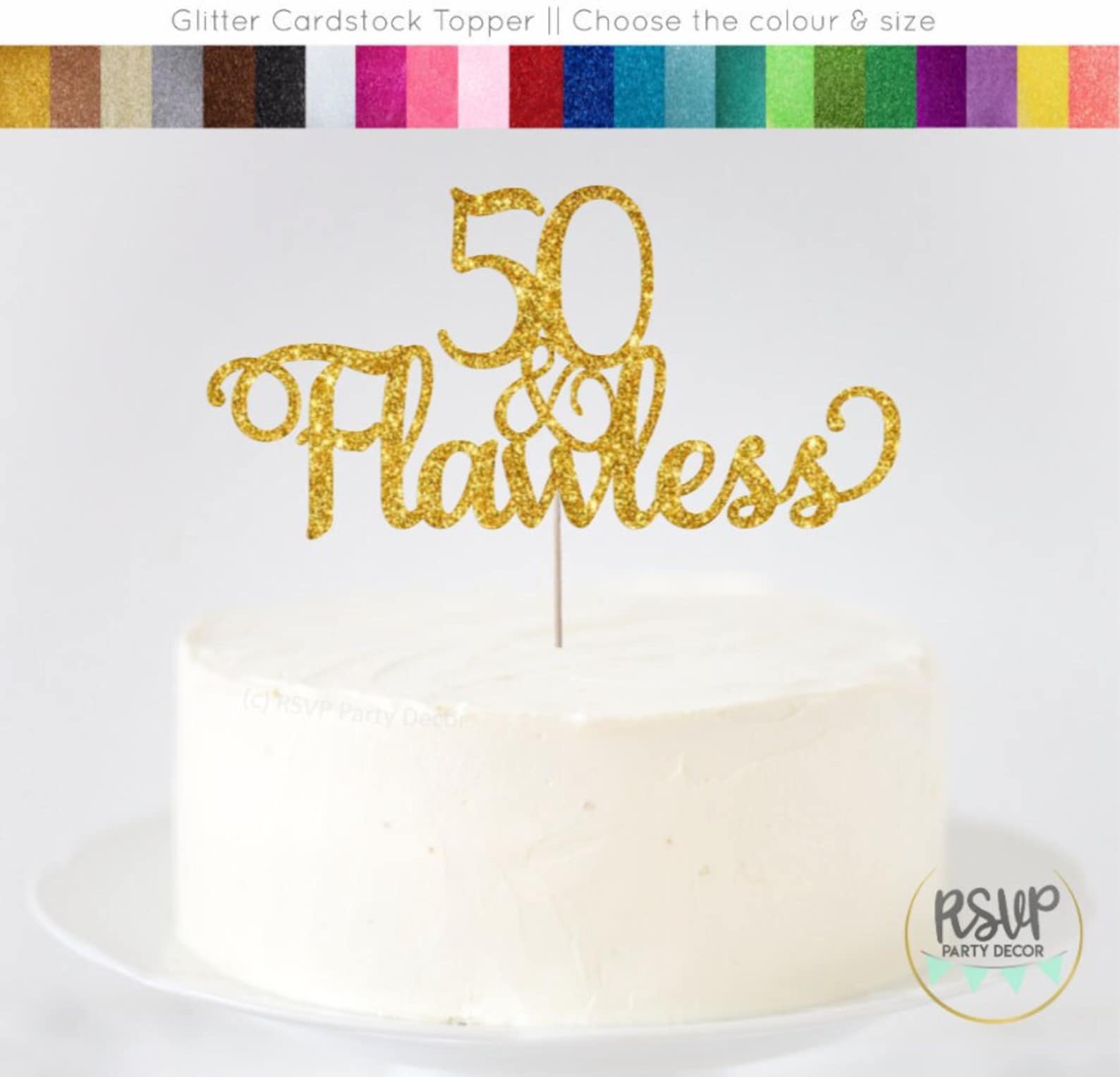 50 & Flawless Cake Topper, 50th Birthday Cake Topper, 50th Birthday ...