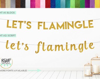 Let's Flamingle Glitter Banner Flamingo Party Banner - Etsy