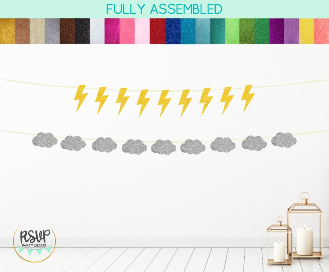 Lightning and Cloud Garland, Lightning Banner, Tornado Party Decor ...
