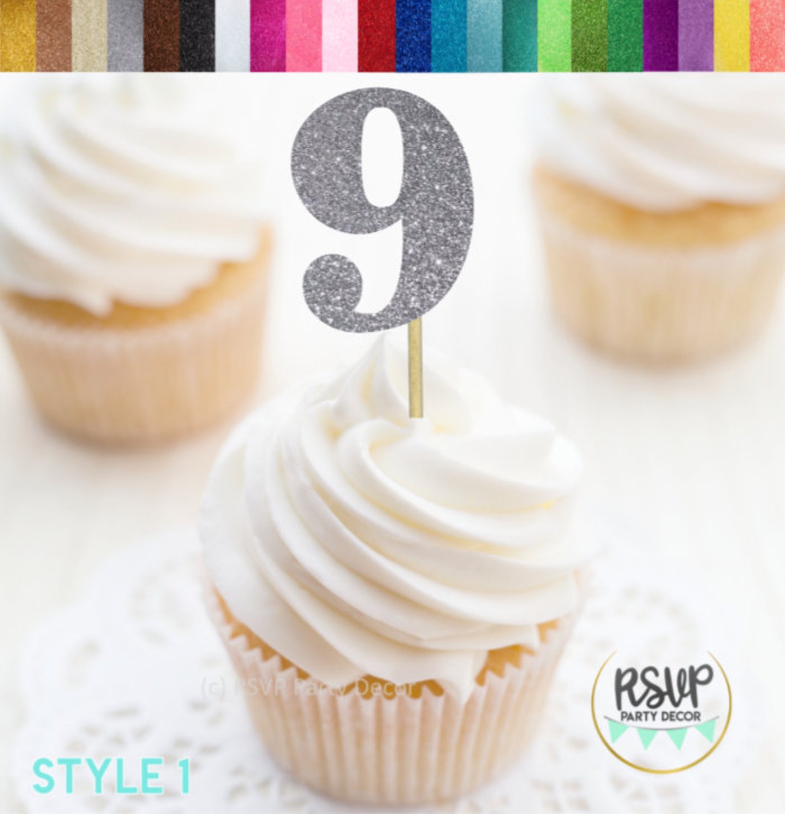 Number 9 Cupcake Toppers Nine Food Picks 9th Birthday - Etsy