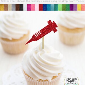 Syringe Cupcake Toppers, Nurse Party Decorations, Nurse Graduation ...