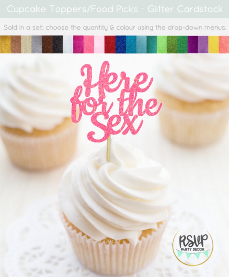 Here For The Sex Cupcake Toppers Gender Reveal Cupcake Etsy Australia