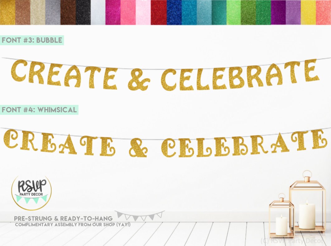 Create & Celebrate Banner, Art Birthday Party Decorations, Wine and ...