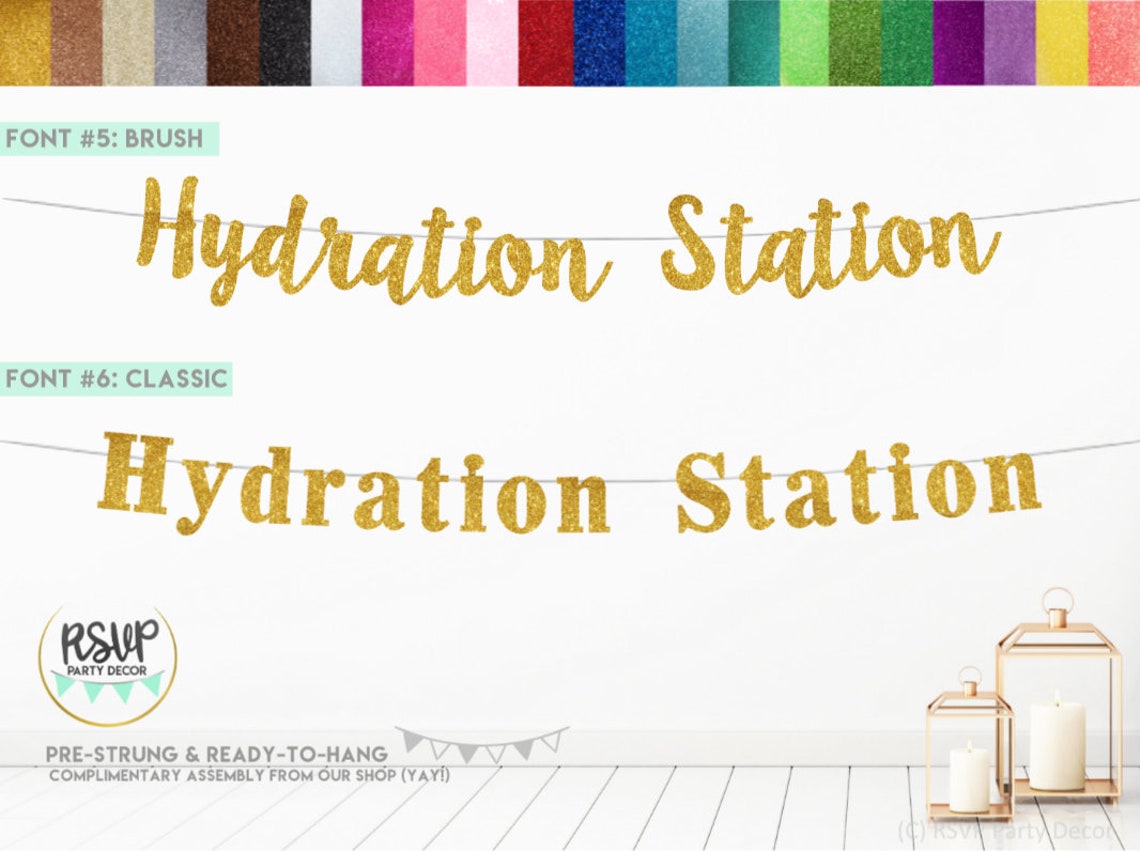 Hydration Station Banner Glitter Beverages Sign Drink | Etsy