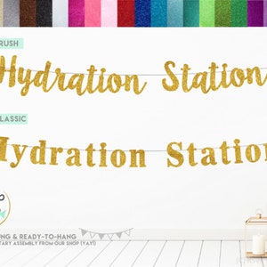 Hydration Station Banner, Glitter Beverages Sign, Drink Station ...
