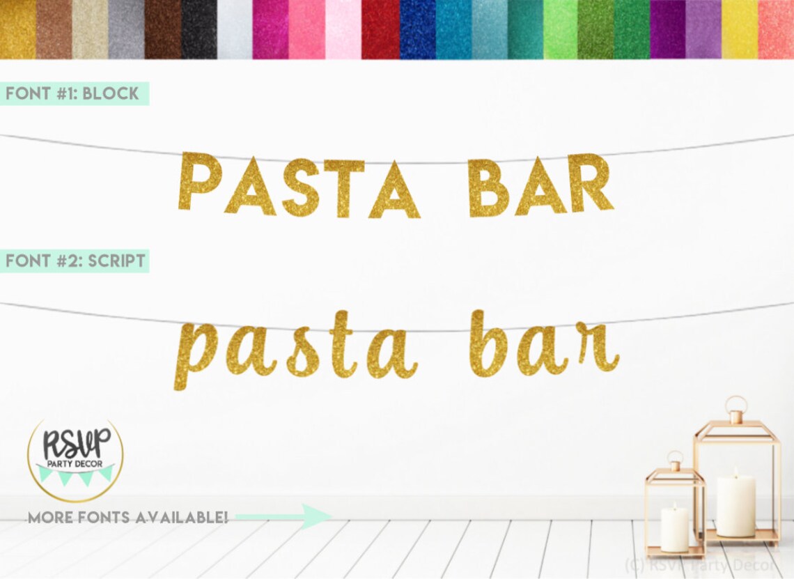 Pasta Bar Banner Glitter Pasta Bar Sign Pasta Station | Etsy