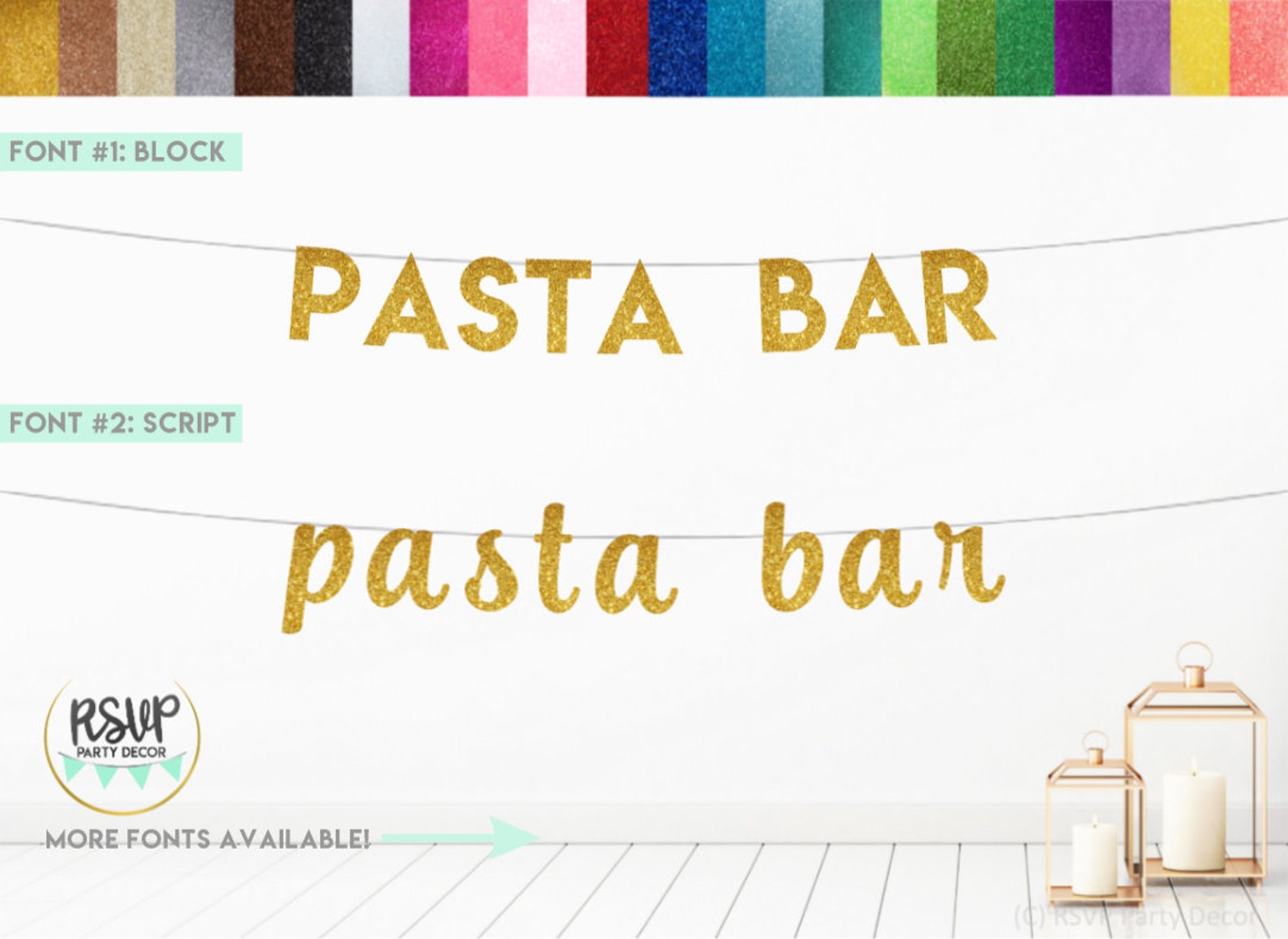 Pasta Bar Banner Glitter Pasta Bar Sign Pasta Station - Etsy