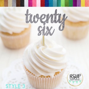 Number 26 Cupcake Toppers, Twenty Six Food Picks, 26th Birthday ...