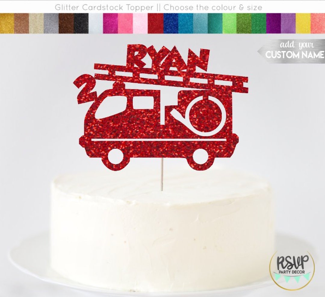 Firetruck Cake Topper, Custom Firetruck Cake Topper, Fire Engine Cake ...