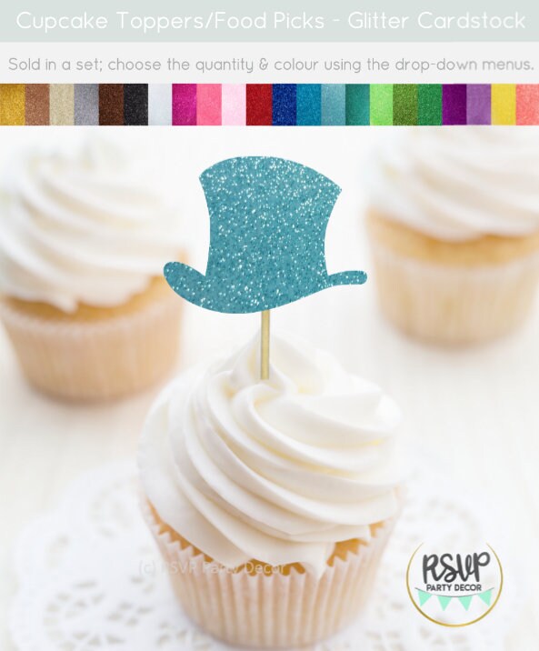 Top Hat Cupcake Toppers, Top Hat Food Picks, Little Man Cupcake Toppers ...