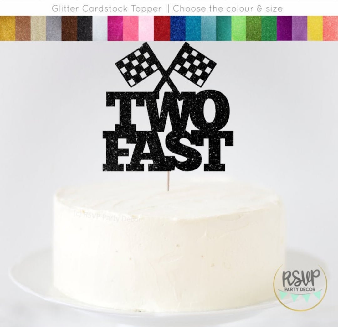 Two Fast Cake Topper, Racecar 2nd Birthday Cake Topper, Race Car Second ...