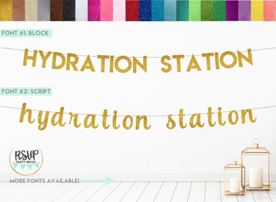 Hydration Station Banner, Glitter Beverages Sign, Drink Station ...