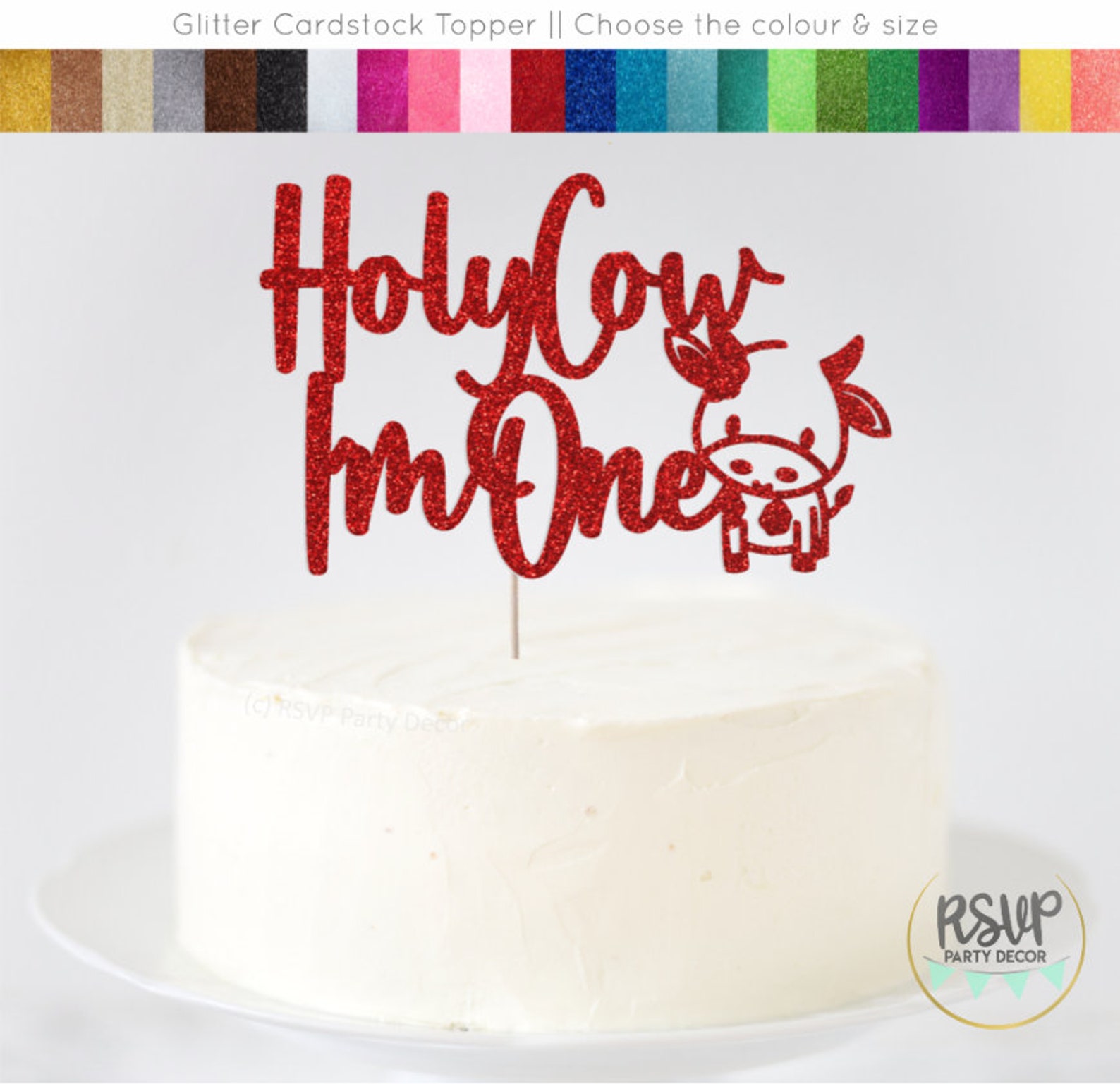 Holy Cow I'm One Cake Topper, Farm 1st Birthday Party Decor, Cow First ...