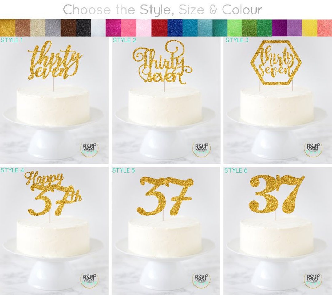 Thirty Seven Cake Topper, 37 Cake Topper, Thirtyseven Cake Topper ...