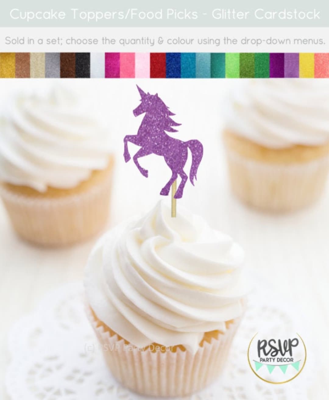 Unicorn Cupcake Toppers, Unicorn Food Picks, Unicorn Party Decor ...