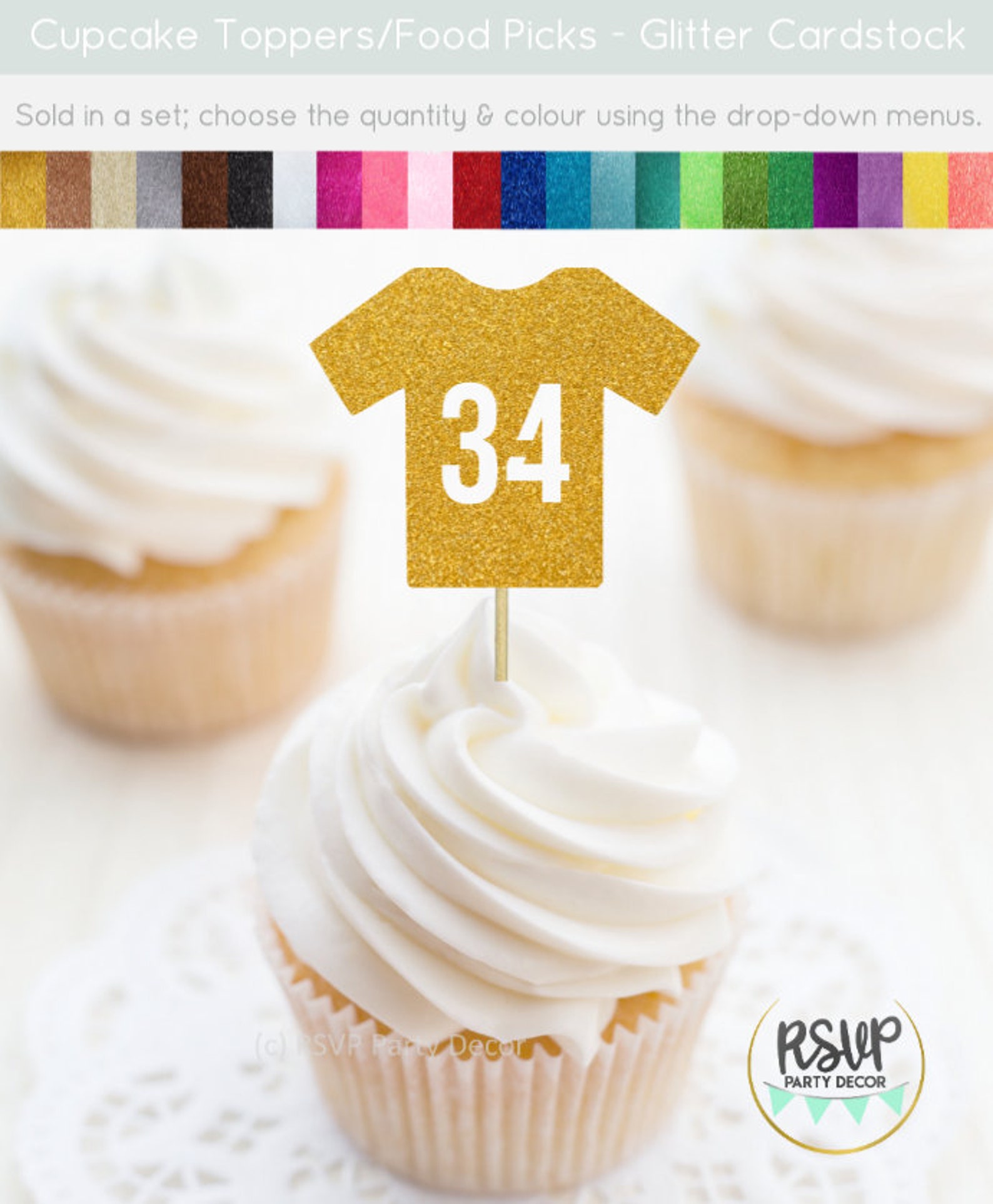 Custom Jersey Cupcake Toppers, Soccer Cupcake Toppers, Soccer Themed ...