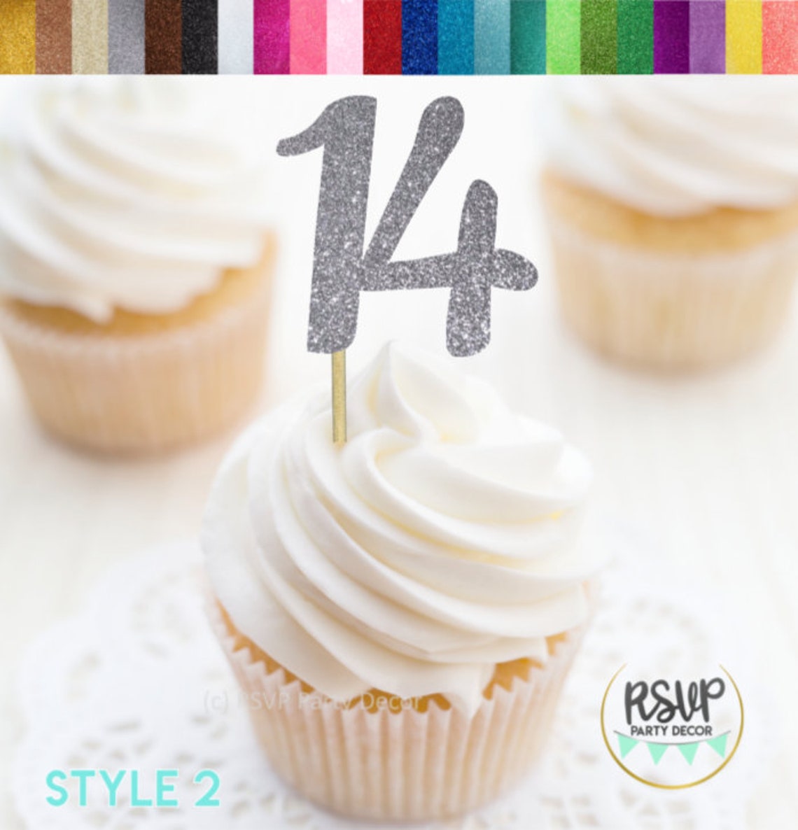 Number 14 Cupcake Toppers, Fourteen Food Picks, 14th Birthday ...