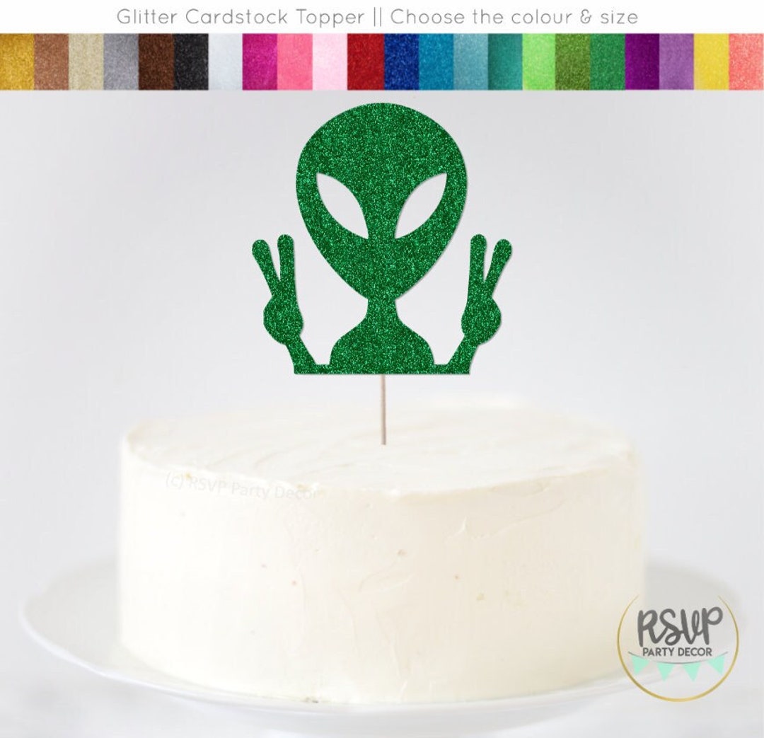 Alien Cake Topper, Peace Hand Alien Cake Topper, Alien Birthday Party ...