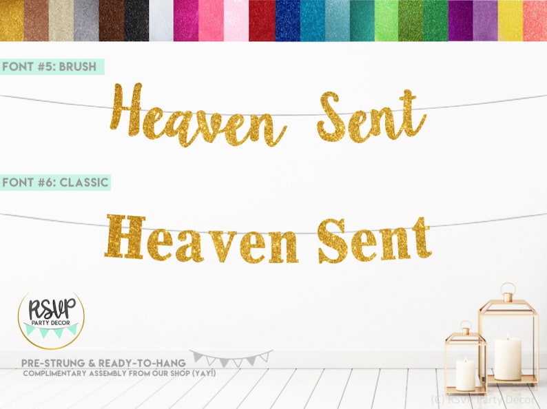 Heaven Sent Banner Glitter Heaven Sent Sign Angel Themed - Etsy