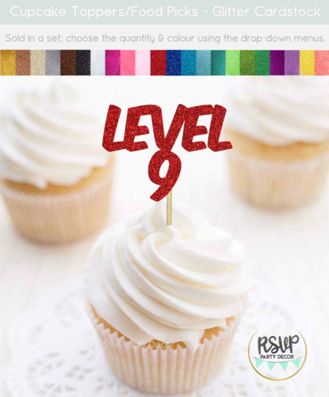 Custom Level Cupcake Toppers, Video Game Birthday Party Decorations ...