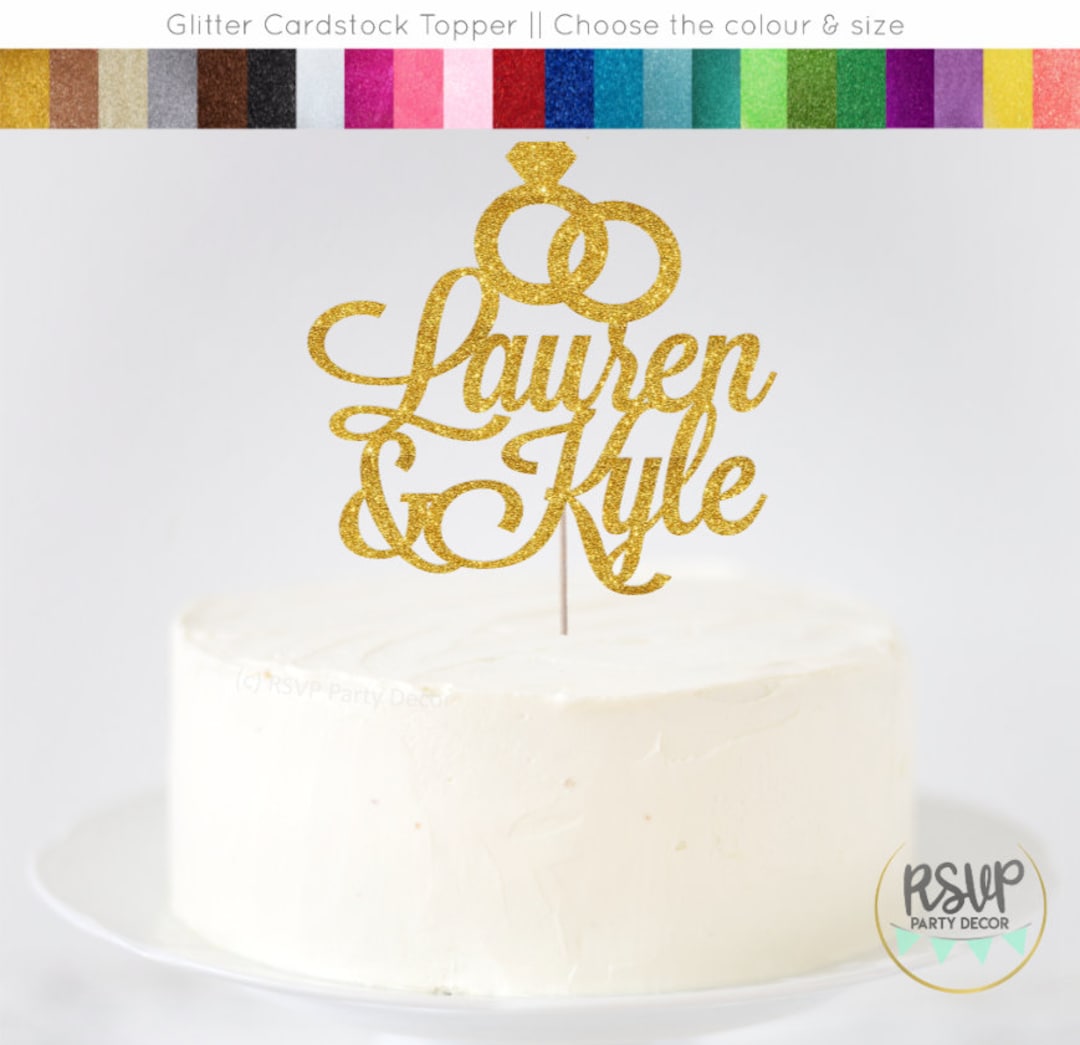 Custom Wedding Rings Cake Topper, Personalized Mr & Mrs Cake Topper ...