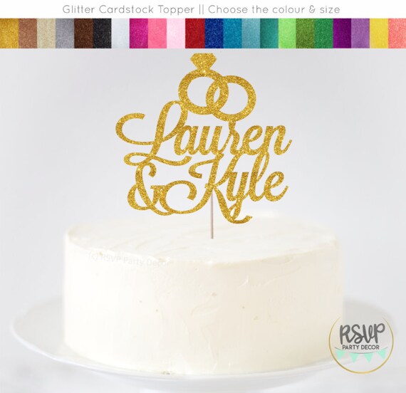 Custom Wedding Rings Cake Topper, Personalized Mr & Mrs Cake Topper ...