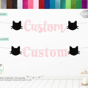 Custom Cat Banner, Kitty Themed Party Decorations, Cat Themed Banner ...