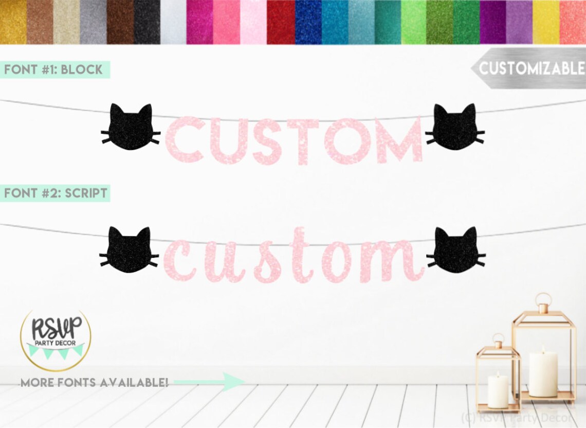 Custom Cat Banner Kitty Themed Party Decorations Cat Themed | Etsy
