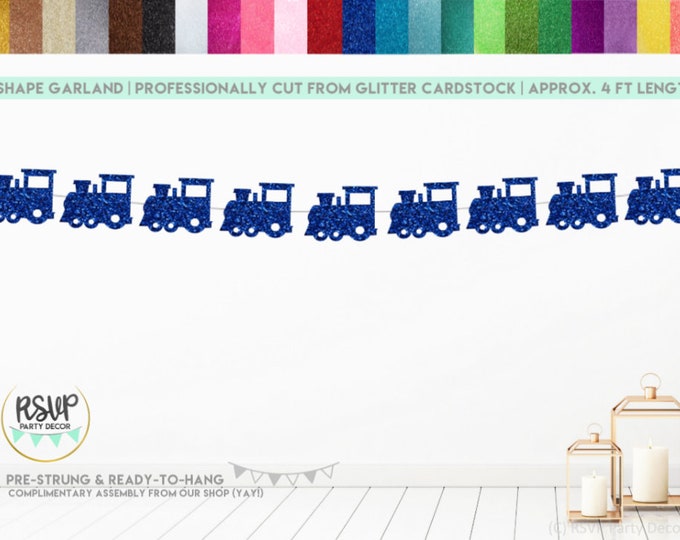 Train Garland, Glitter Train Banner, Chugga Chugga Two Two, Train Party ...