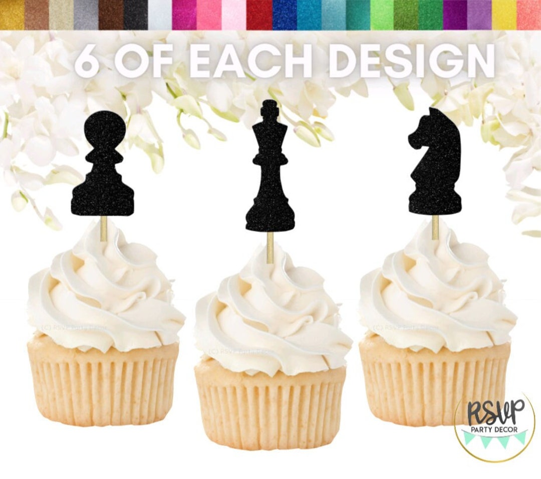 18 PCS Chess Cupcake Topper Set, Chess Birthday Decorations, Chess ...