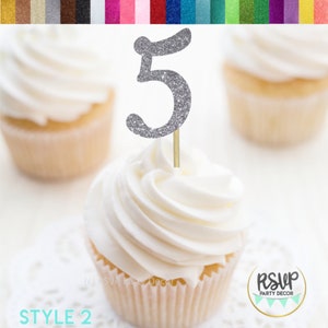 Number 5 Cupcake Toppers, Five Food Picks, 5th Birthday Decorations ...