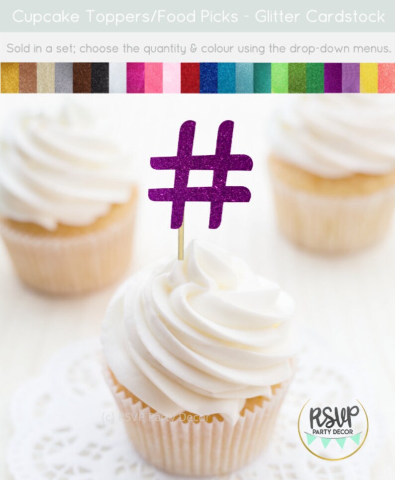 Hashtag Symbol Cupcake Toppers Cupcake Toppers Pound Sign | Etsy