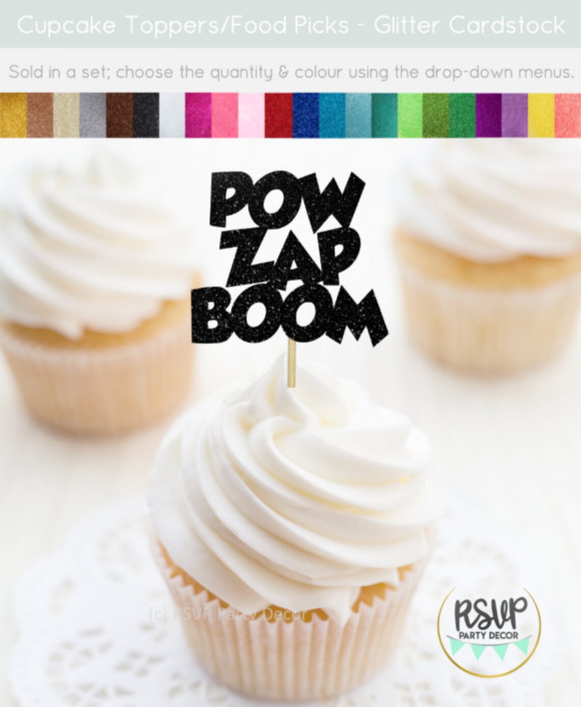 Pow Zap Boom Cupcake Toppers Comic Book Cupcake Toppers - Etsy