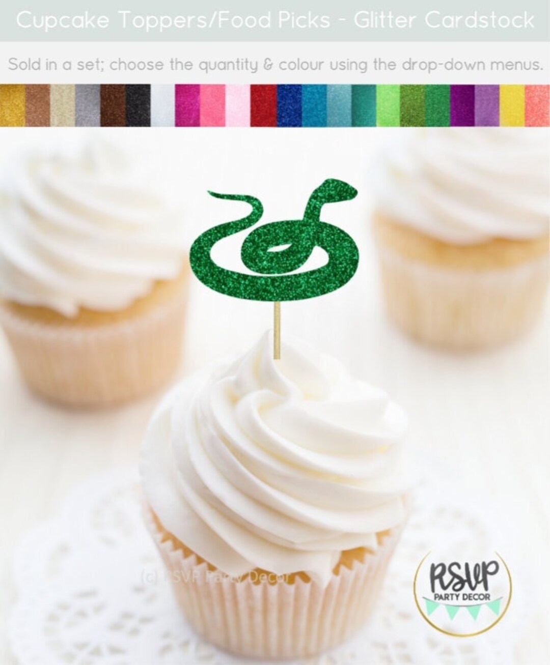 Snake Cupcake Toppers, Reptile Themed Birthday Decorations, Serpent ...