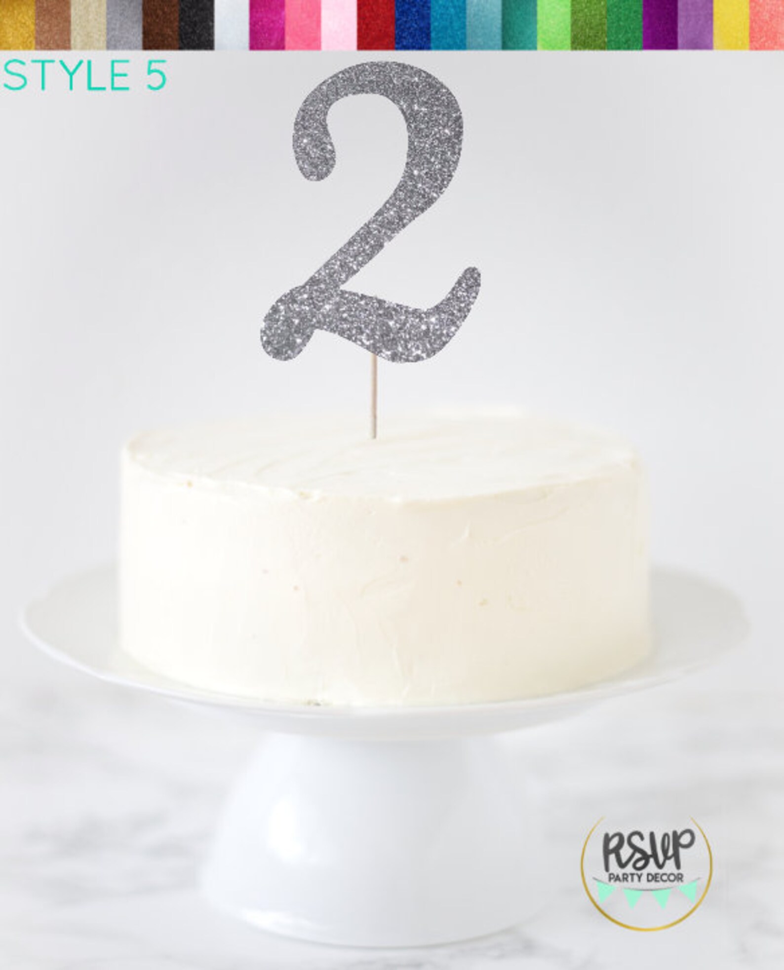 Two Cake Topper 2 Cake Topper Glitter 2 Sign Happy 2nd Cake | Etsy