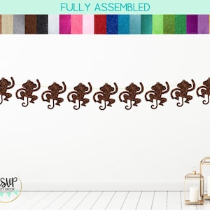 Monkey Garland, Glitter Monkey Banner, Jungle Safari Birthday Party ...