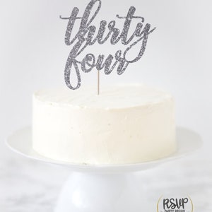 Thirty Four Cake Topper, 34 Cake Topper, Thirtyfour Cake Topper, Thirty ...