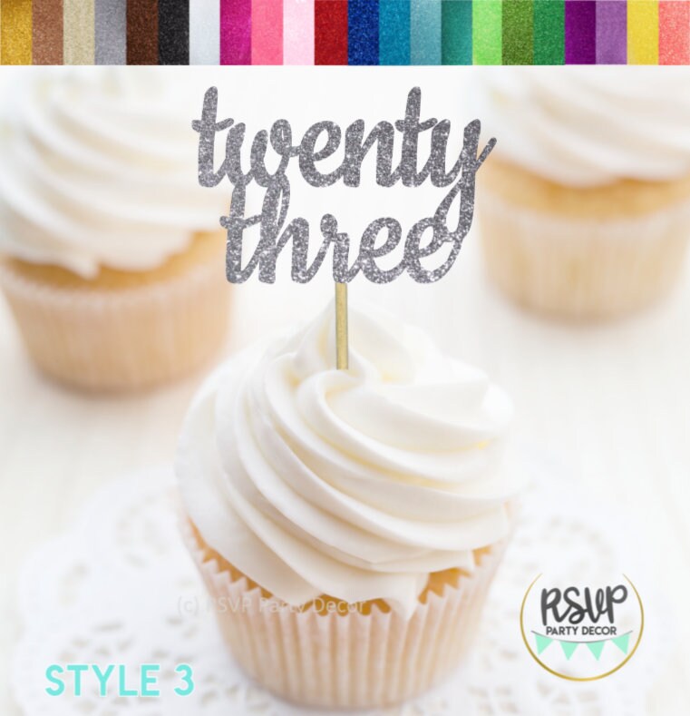 Number 23 Cupcake Toppers, Twenty Three Food Picks, 23rd Birthday ...