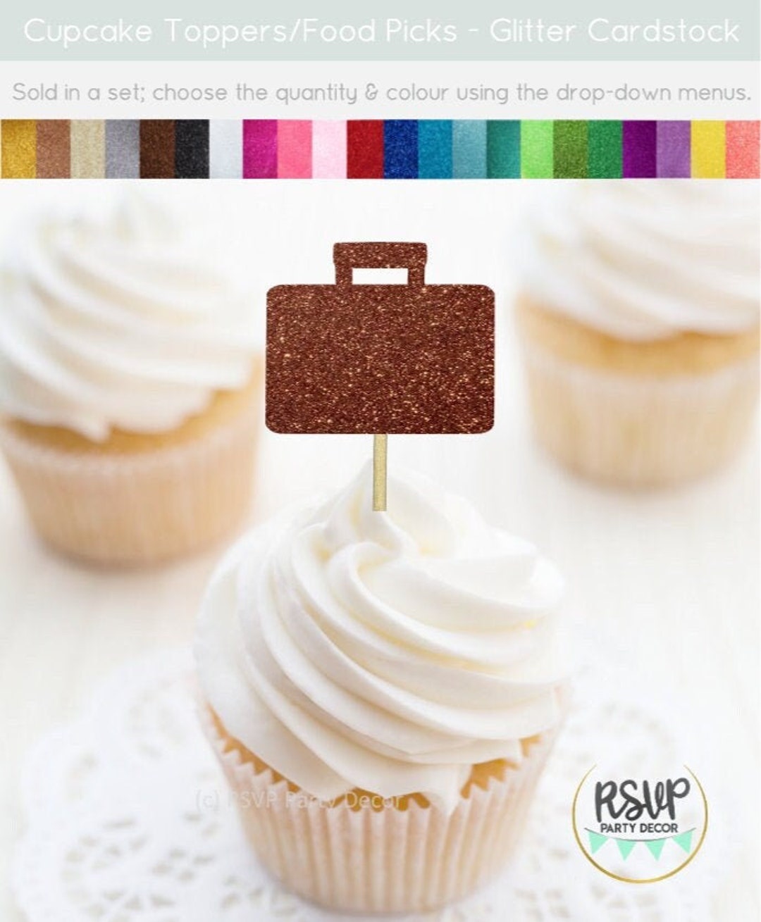 Suitcase Cupcake Toppers, Luggage Food Picks, Travel Birthday Party ...