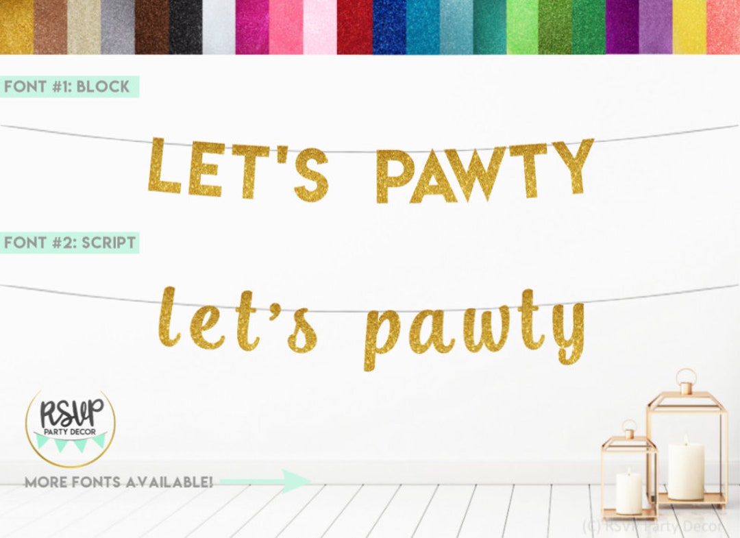 Let's Pawty Banner, Dog Birthday Party Decor, Dog Birthday Banner ...