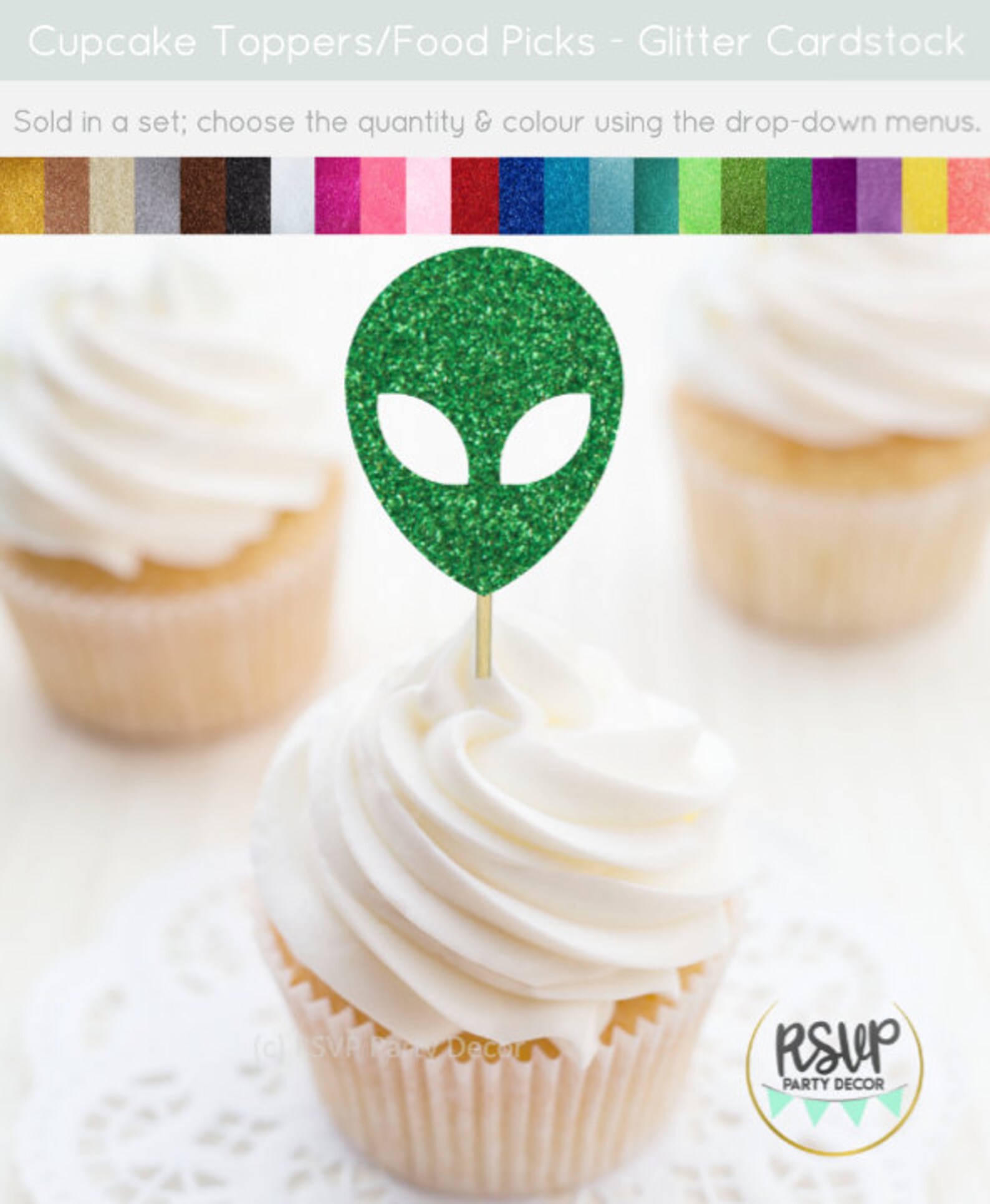 Alien Cupcake Toppers Alien Food Picks Alien Theme Birthday | Etsy