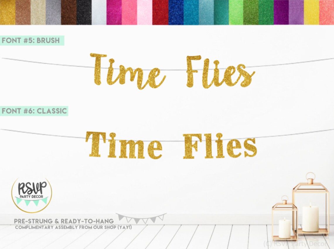 Time Flies Banner, Time Flies Party Decorations, Time Flies Decor, Time ...