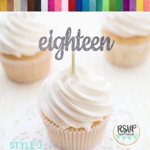 Number 18 Cupcake Toppers, Eighteen Food Picks, 18th Birthday ...