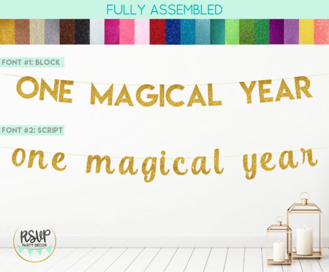 One Magical Year Banner, Magical 1st Birthday Party Decorations ...